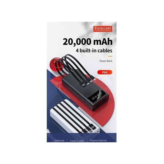 Exellent P66 PRO Power Bank 20000mah With 4cables+ 2 TORCHES – Sonell Mart