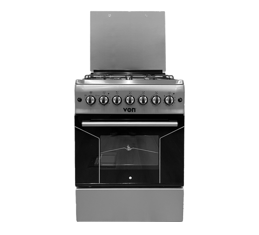 VON Cooker 3 Gas +1 Electric – VAC6F031US Silver – Sonell Mart