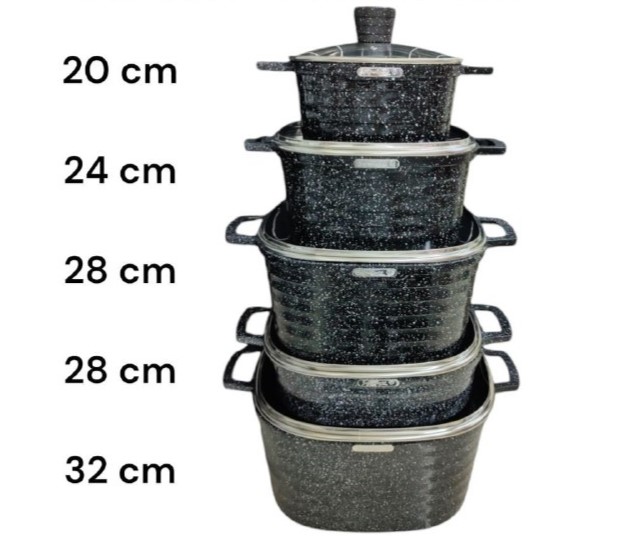 Signature10 pcs Square Granite Die Cast Cookware Sets – Sonell Mart