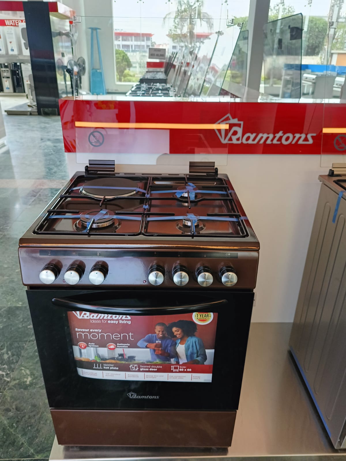 Ramtons Standing Cooker 60*60cm. 3G+1E,,,Electric Oven Rc 605(brown ...